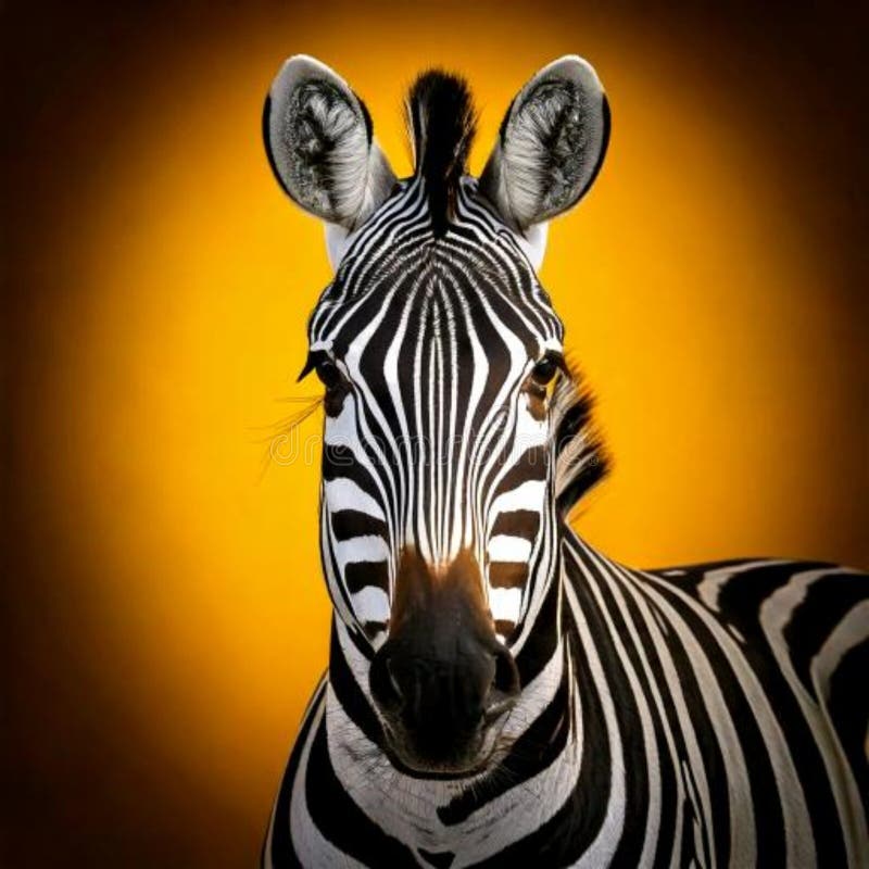 Zebra Portrait on Yellow Background Stock Image - Image of horse ...