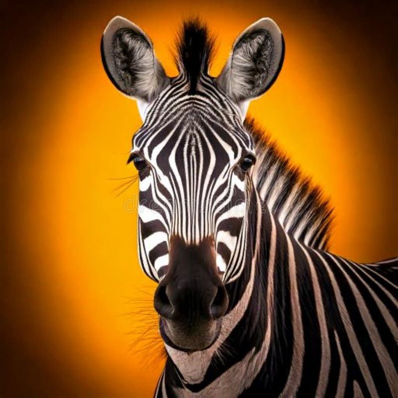 Zebra Portrait on Yellow Background Stock Photo - Image of zebra ...