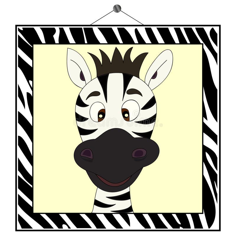 Zebra Portrait in Zebra Frame Stock Vector - Illustration of funny ...