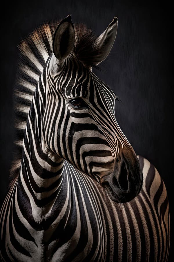 Portrait of a Zebra on a Dark Background, Ai Generated Illustration ...