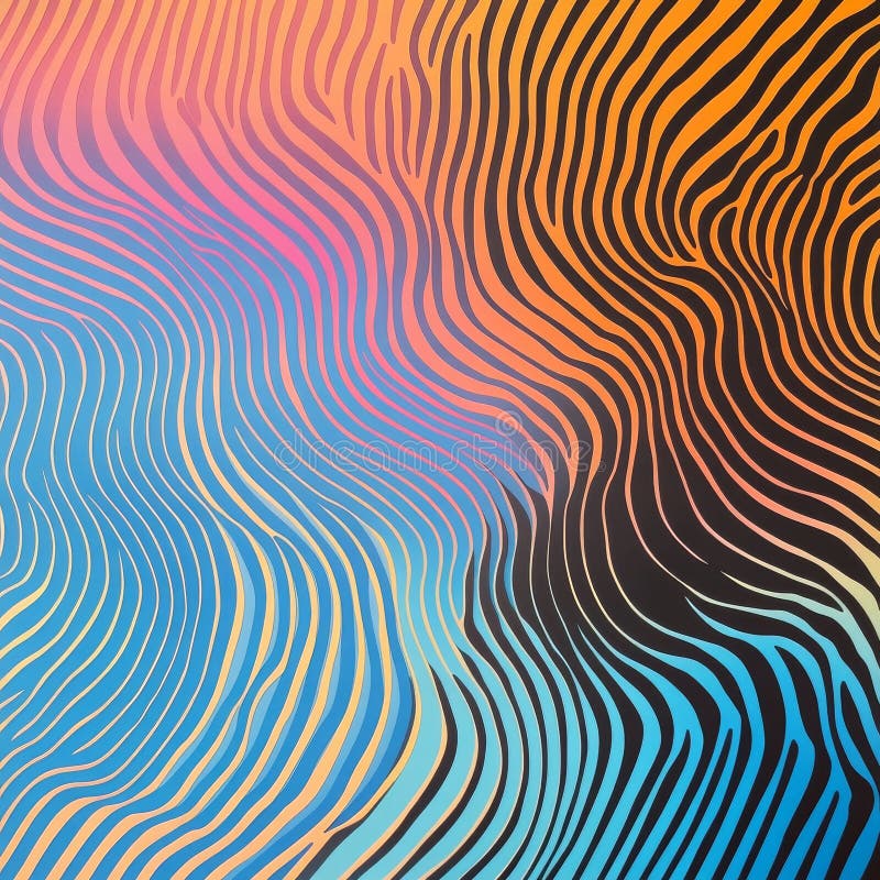 A Zebra Print with a Blue Stripe and Orange Stripe Stock Illustration ...