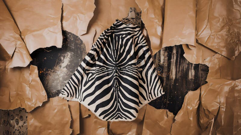 Zebra Print Fabric Textile Mockup, Torn Paper High Quality Image Stock Illustration ...