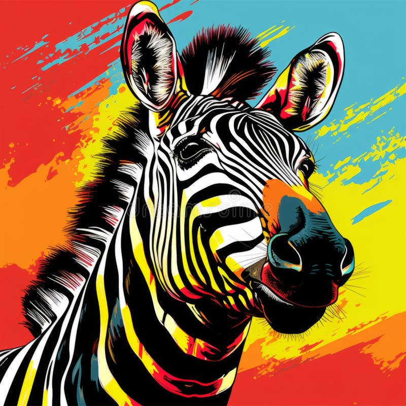 Pop Art Zebra: Vibrant Multidimensional Illustration in Red, Pink ...