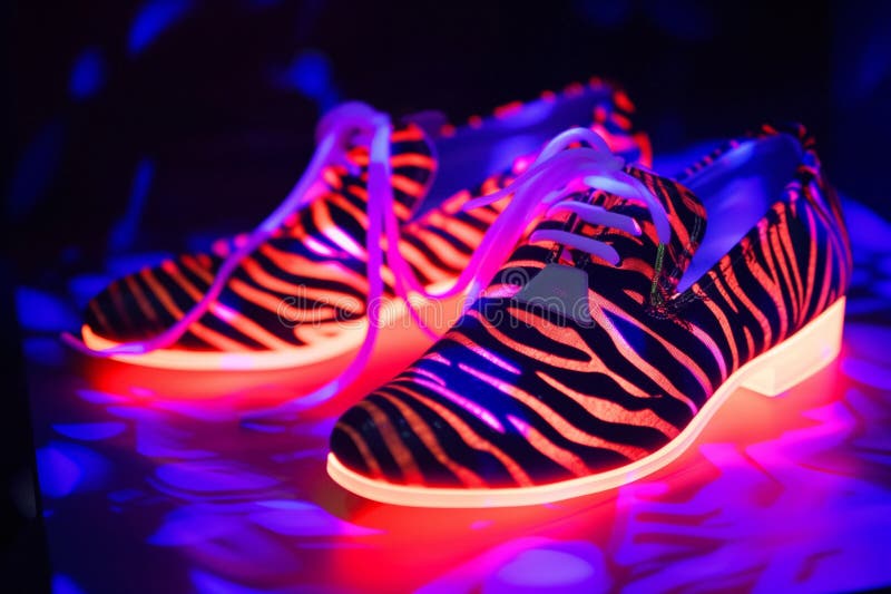 Zebra Print Shoes Illuminated with Neon Light Stock Photo - Image of ...
