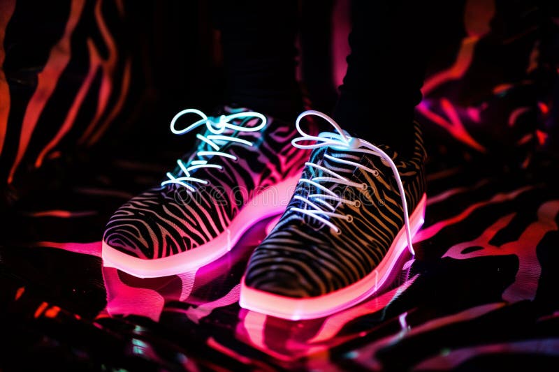 Zebra Print Shoes Illuminated with Neon Light Stock Image - Image of ...