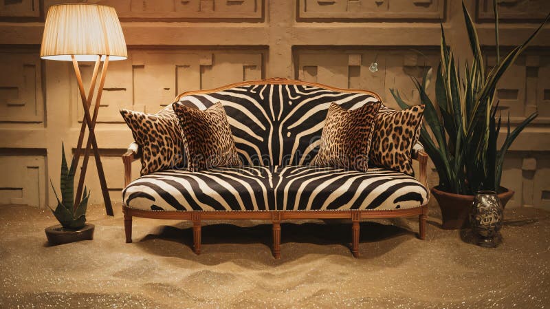 Zebra Print Sofa in Luxurious Interior Design with High Quality Image Stock Illustration ...