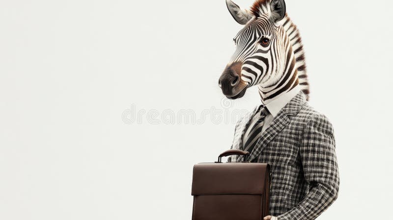 Zebra in Professional Office Outfit Holding Briefcase Image Stock ...