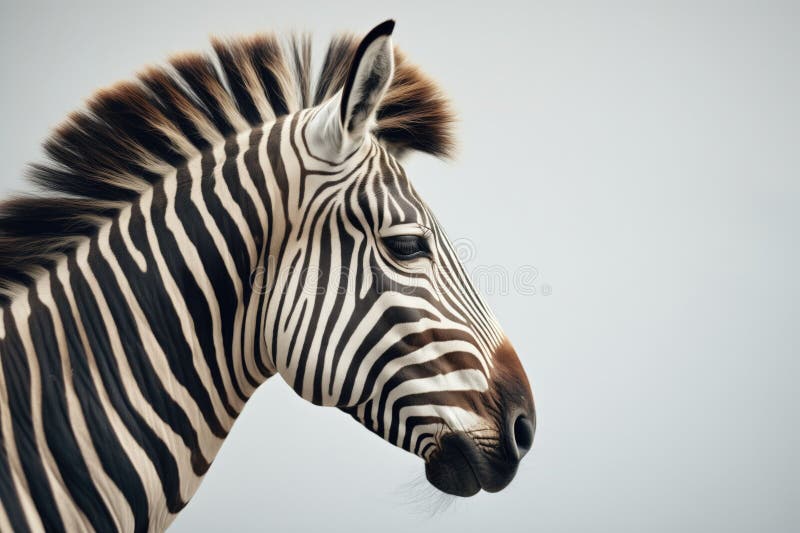 Zebra in Profile with Full Mane Stock Image - Image of animal, wildlife ...