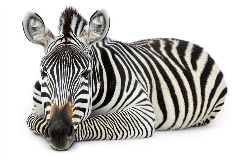 A Zebra Resting on a Plain White Surface, Great for Animal or Design ...