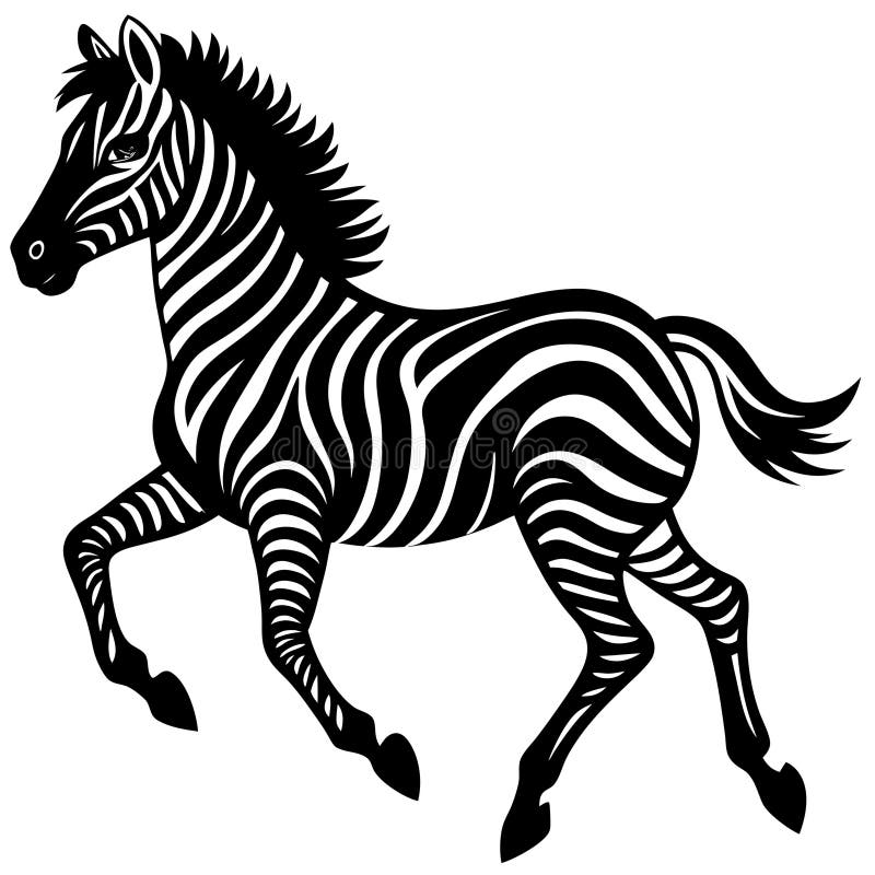 Zebra Running Illustration Black and White Vector Stock Vector ...