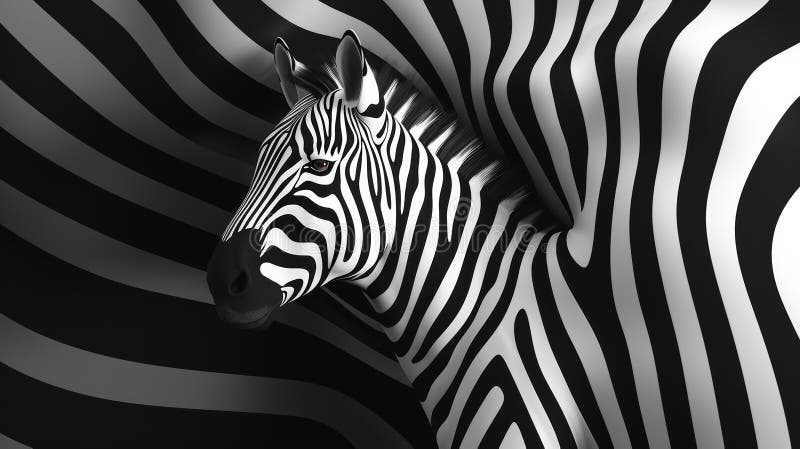 A Zebra S Head Emerges from a Swirling Black and White Striped ...