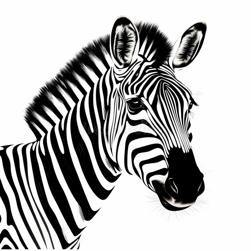 Hyperrealistic Zebra Head Vector with Monochromatic Style Stock ...