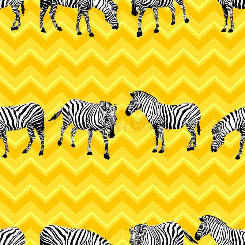 Zebra Seamless Pattern on Yellow Background. Stock Vector ...