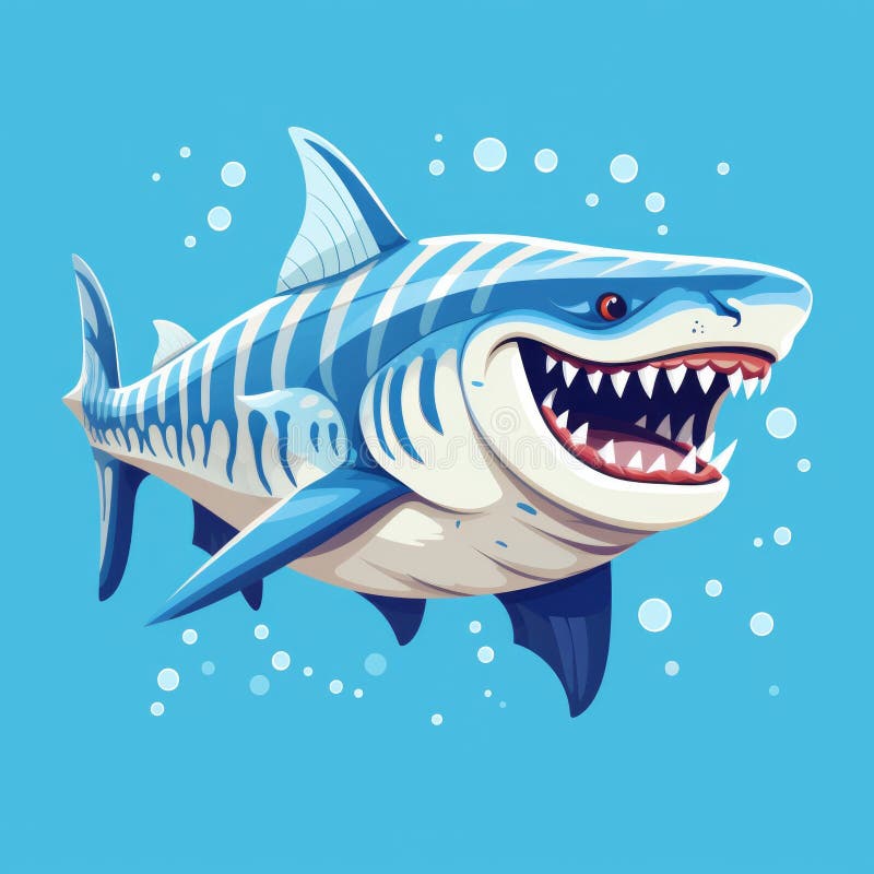 Vibrant Cartoon Shark Vector With Realistic And Fantasy Elements Stock Illustration