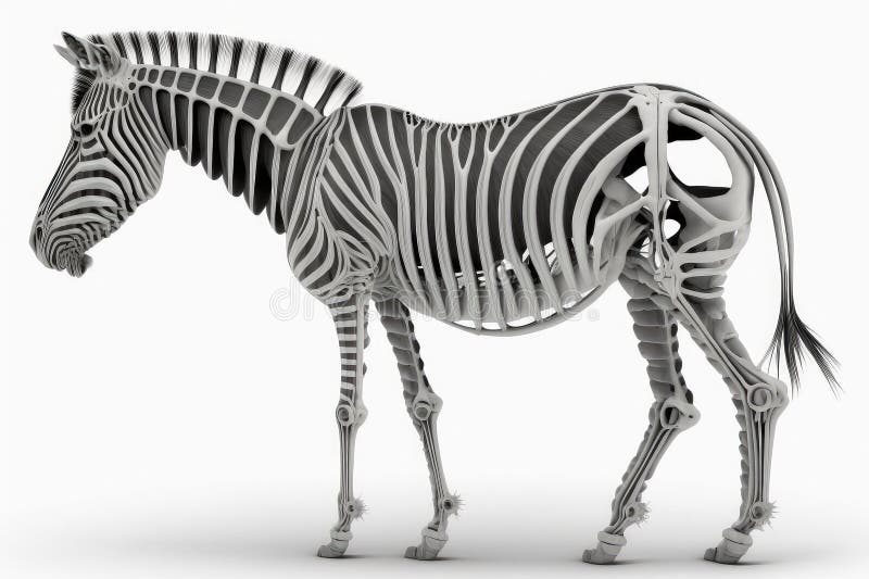 Zebra Skeleton Isolated on White Background Stock Illustration ...