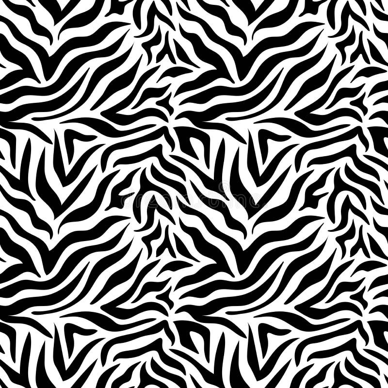 Zebra Skin, Stripes Seamless Pattern Stock Illustration - Illustration ...