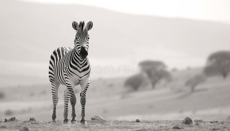 Zebra Standing in African Wilderness, Looking at Camera, Striped Beauty ...