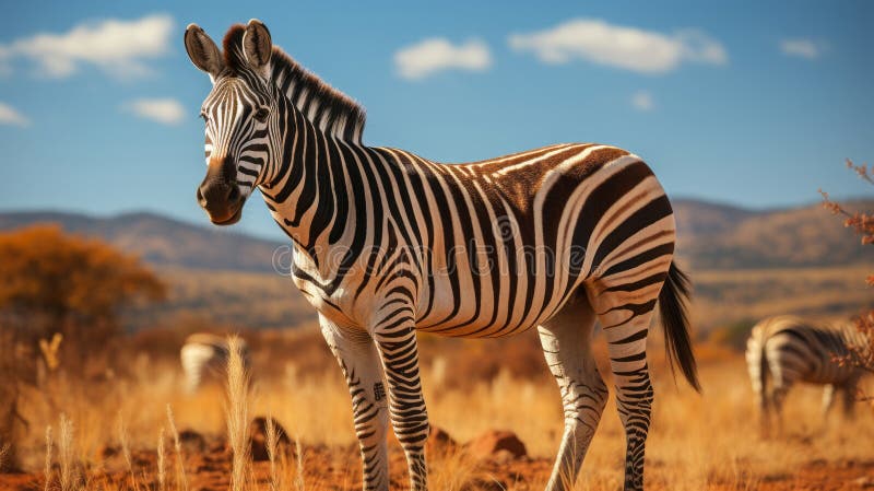 A Zebra Standing in a Field. Generative AI. Stock Image - Image of ...