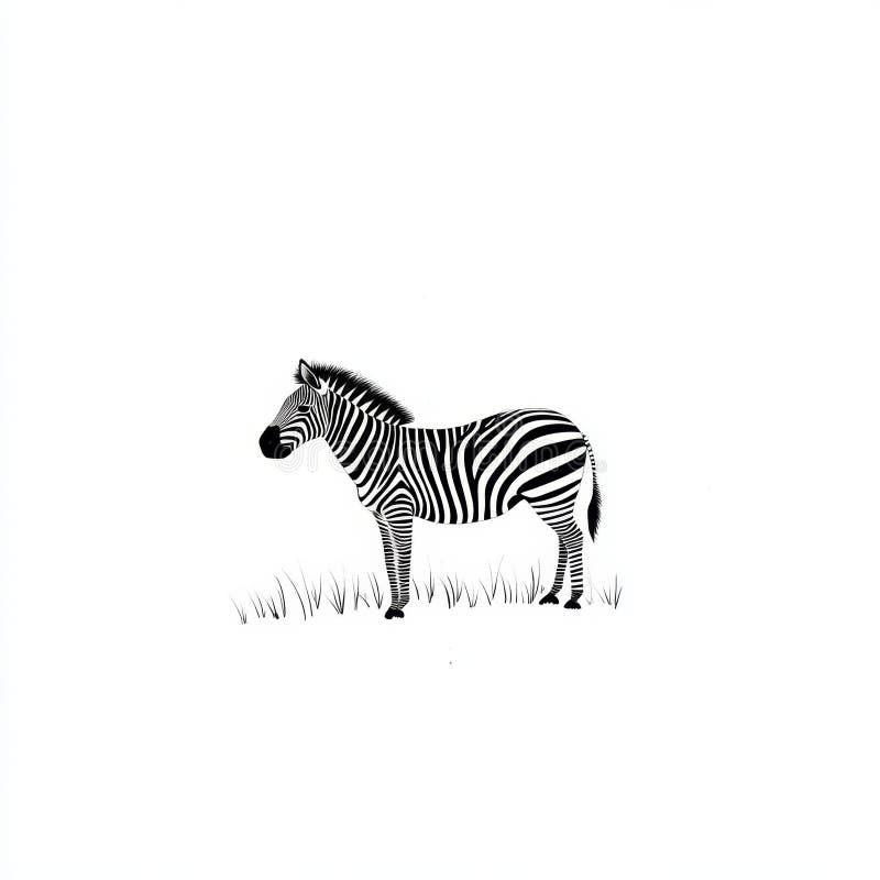 Zebra Standing in a Field of Grass Stock Illustration - Illustration of ...