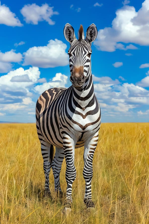 Zebra in Tall Grass at Kruger Park Wild Countryside, South Africa Stock ...
