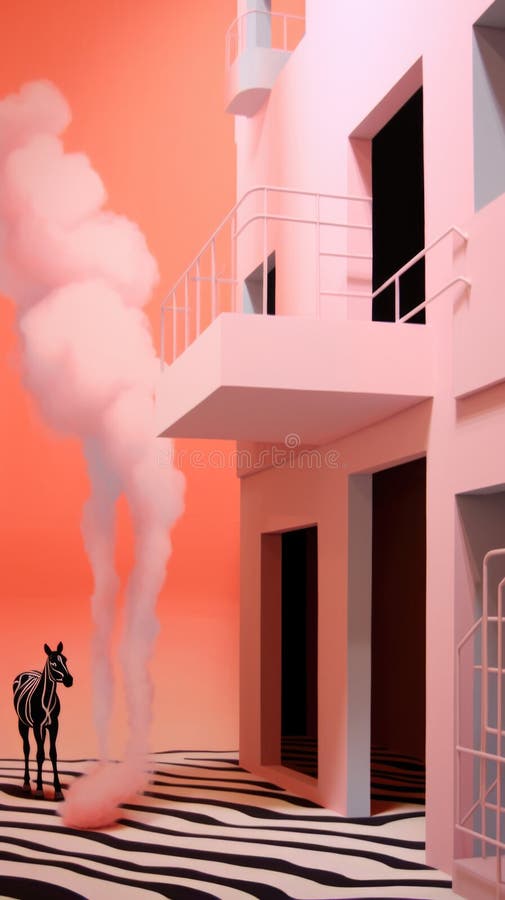 A Zebra Standing in Front of a Building with Smoke Coming Out of it ...