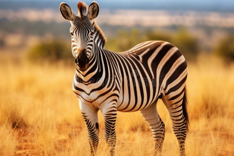 Zebra Standing in the Grass in the Bush Stock Illustration ...