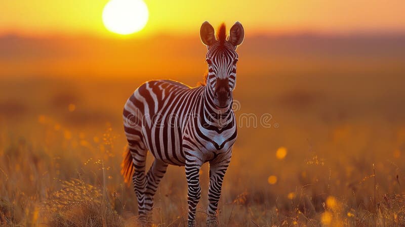 Zebra Standing in Tall Grass Field Stock Image - Image of mammal ...
