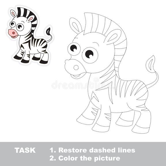Zebra To Be Traced. Vector Trace Game. Stock Vector - Illustration of ...