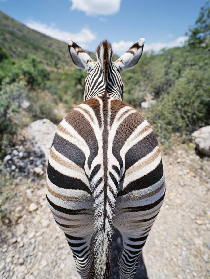Zebra on Trail in Desert Landscape Stock Image - Image of generated ...