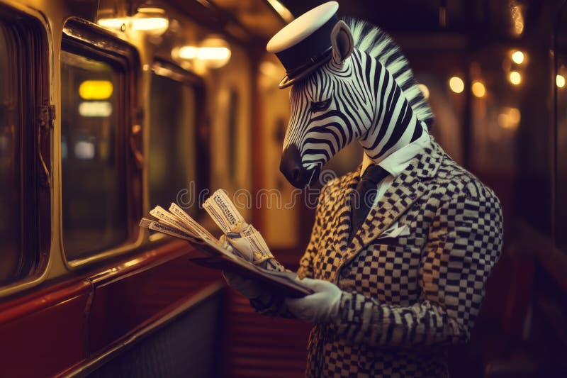 Zebra in Train Conductor Outfit Stock Illustration - Illustration of ...