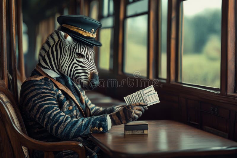 Zebra in Train Conductor Outfit Stock Illustration - Illustration of ...