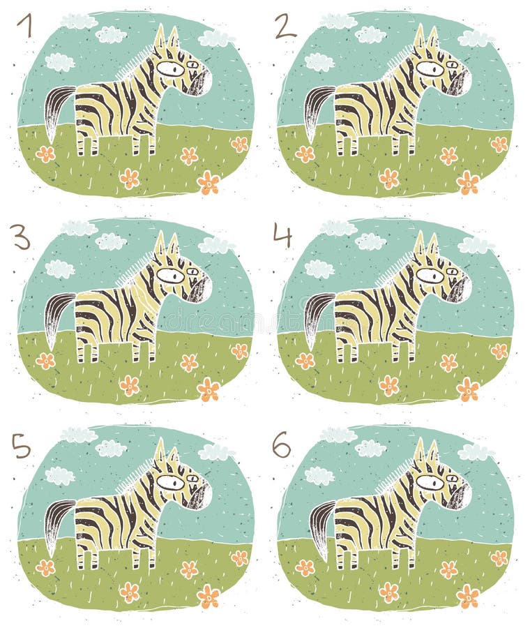 Zebra Visual Game stock vector. Illustration of vignette - 29842213