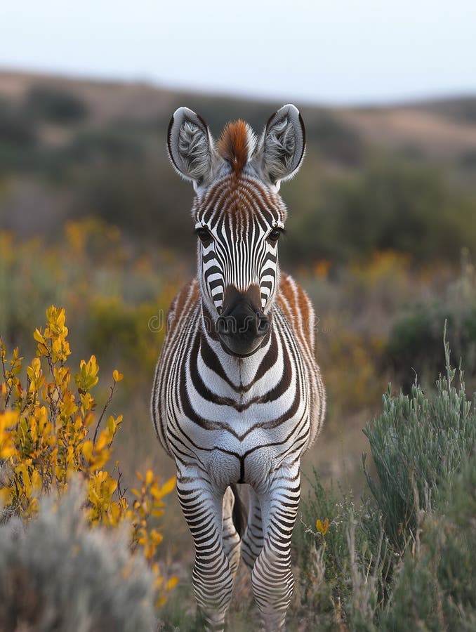 Zebra Walking in Vibrant Savannah Landscape with Clear Focus Stock ...