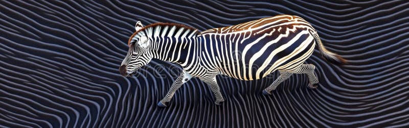 A Zebra Walks Gracefully Across a Series of Thin Black Lines, Creating ...