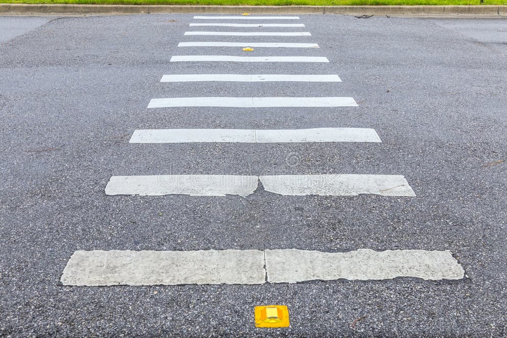 Zebra Way on Asphalt Road Surface Stock Photo - Image of safety, rough ...
