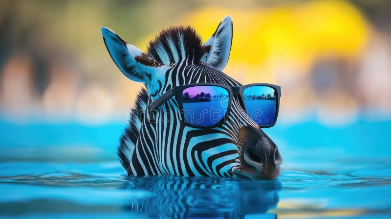 Zebra Wearing Sunglasses Relaxing Water Stock Photos - Free & Royalty ...