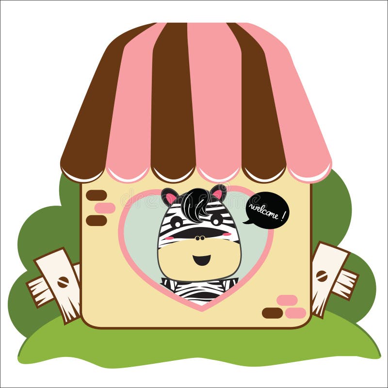 Zebra with Welcome Speech Bubble. Vector Illustration Decorative Design ...