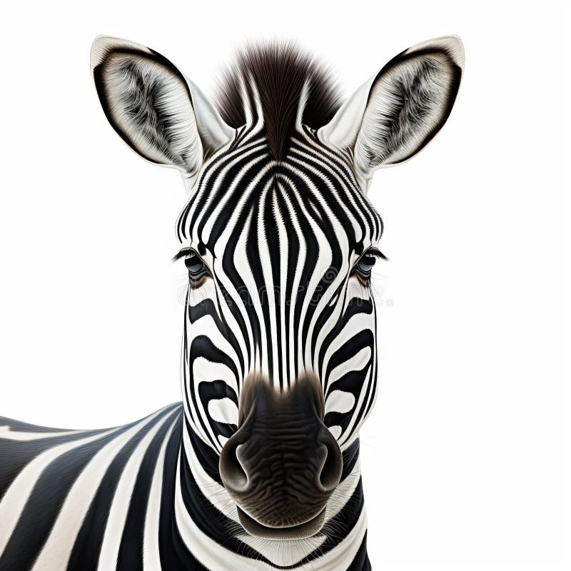 Detailed Zebra Portrait on White Background by Mandy Disher Stock ...