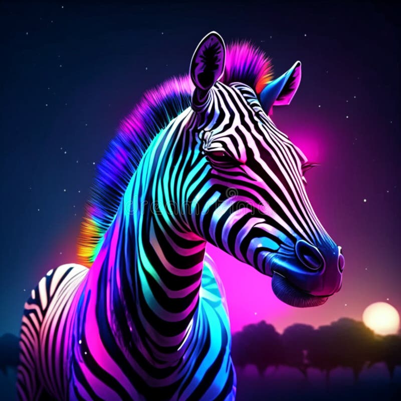 Zebra Zebra on a Background of the Night Sky. Vector Illustration AI ...