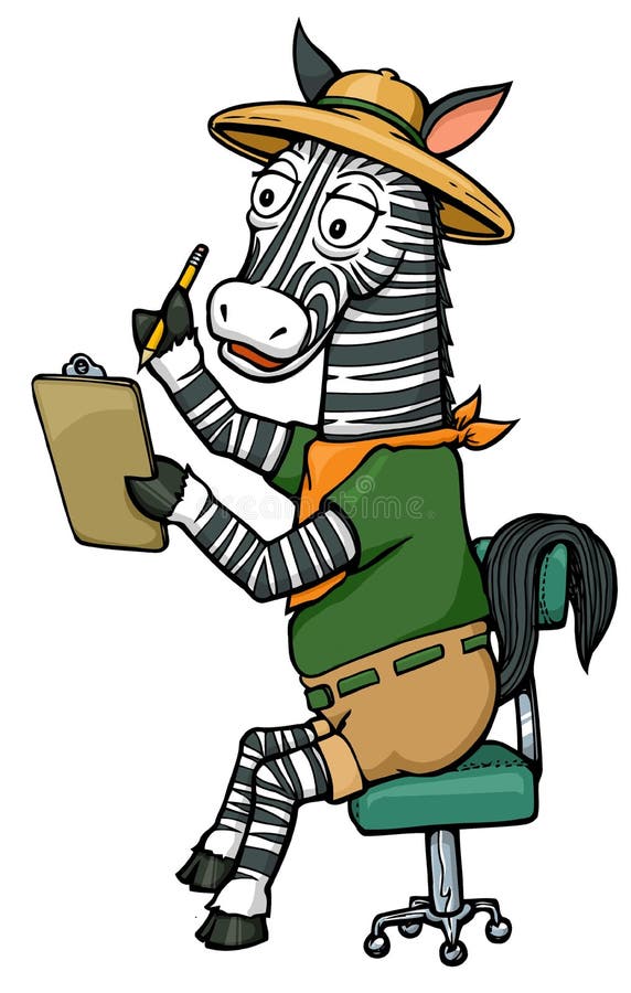 Zebra Zookeeper on Office Chair with Clip Board Stock Vector ...