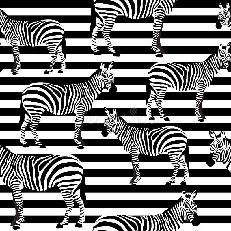 Zebra Seamless Surface Pattern, Black and White Zebras Repeat Pattern ...