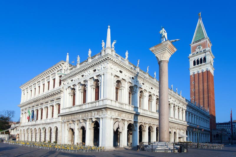 Venice - The Tower Of St Mark And Zecca Stock Image - Image of lion ...