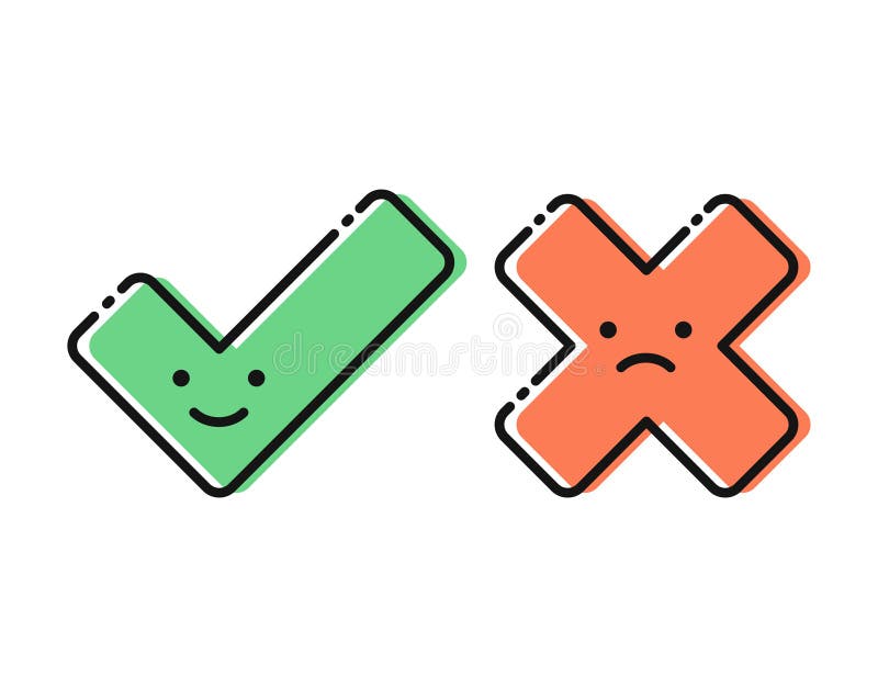 Zeckenikonen mit smiley vektor abbildung. Illustration von korrekt ...