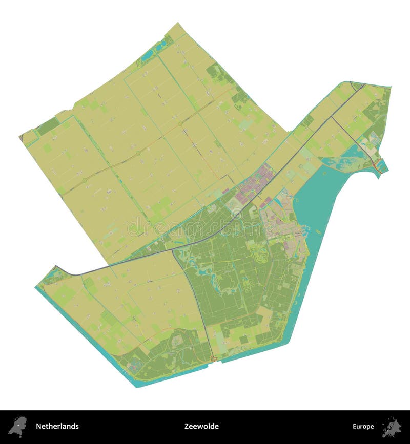Zeewolde, Netherlands, Isolated on White. Topographic Humanitarian ...