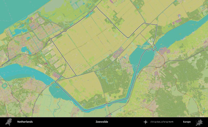 Zeewolde Outlined, Netherlands. Topographic Humanitarian Stock ...