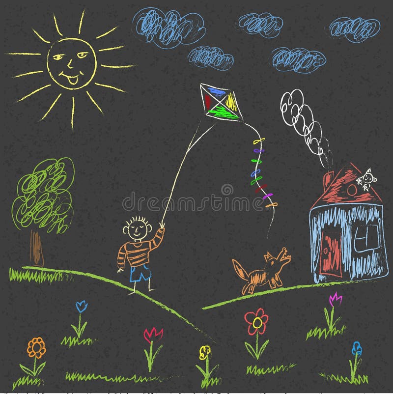 Zeichnen mit Kreide vektor abbildung. Illustration von zeichnen - 70121546