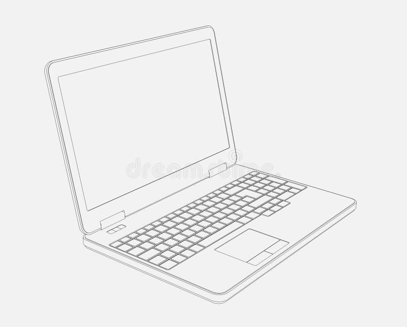 Zeichnung 3D Der Laptop-Computers Stock Abbildung - Illustration von ...