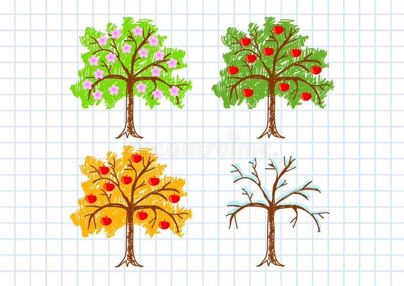 Zeichnung des Apfelbaums vektor abbildung. Illustration von abbildung ...
