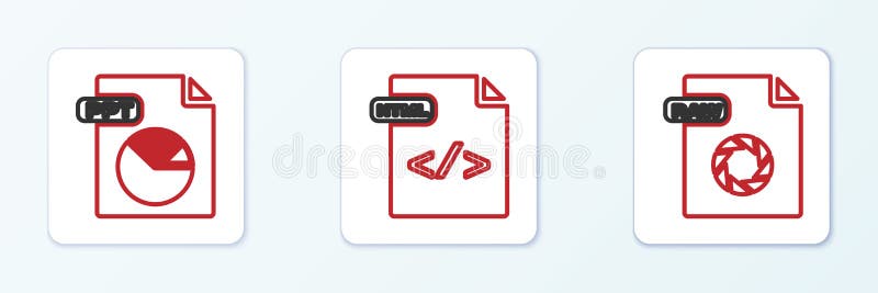 Zeilenumbruch-Datei-Dokument Ppt Und HTML-Symbol. Vektor Stock ... Zeilenumbruch-Datei-Dokument Ppt Und HTML-Symbol. Vektor Stock ...