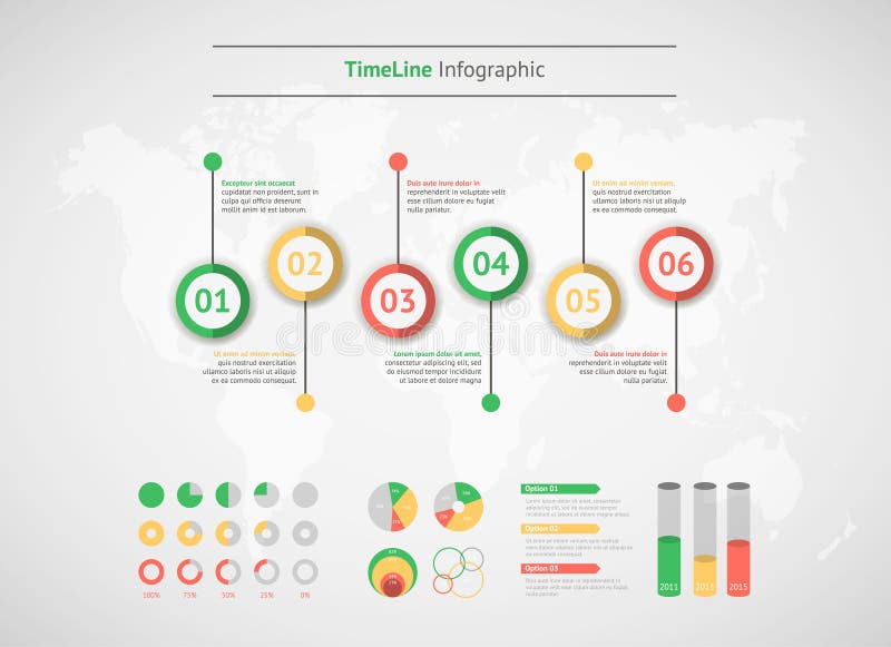 Zeitachse Infographic Karte Der Welt Vektor Abbildung - Illustration ...